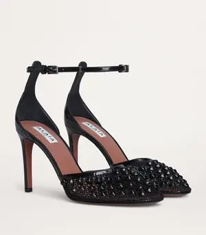 Alaïa Leather Embellished-mesh Pumps 90