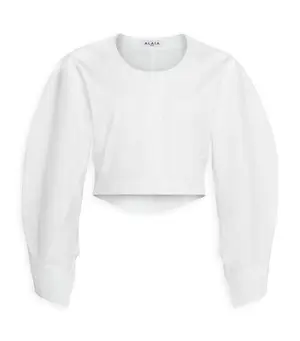 Alaïa Puff-sleeve Cropped Blouse