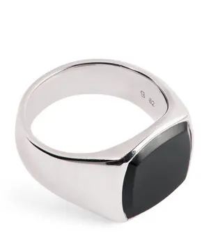 Tom Wood Kay Signet Ring With Onyx - Silver