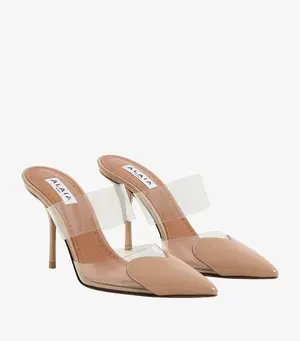 Alaïa Patent Leather Le Coeur Mules - Nude