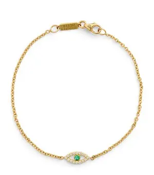 JENNIFER MEYER Evil Eye Diamond And Emerald Bracelet - Gold