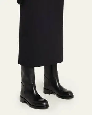 THE ROW Nobilis Leather Mid Riding Boots