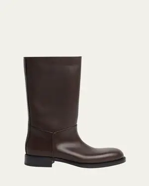 THE ROW THE ROW Nobilis Leather Mid Riding Boots - Dark Brown