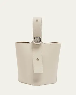 Loewe Mini Pebble Leather Bucket Bag - Soft White