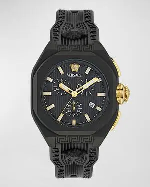 Versace Versace V-Legend Chrono 44mm TPU-Strap Watch Black Eco