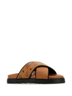 Mcm Printed Leather Sandals - Brown