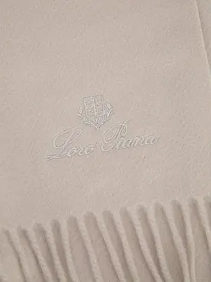Loro Piana Logo-embroidered Cashmere Scarf - Neutrals