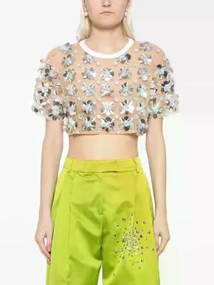 DES_PHEMMES Sequin-crystal-embellished Top