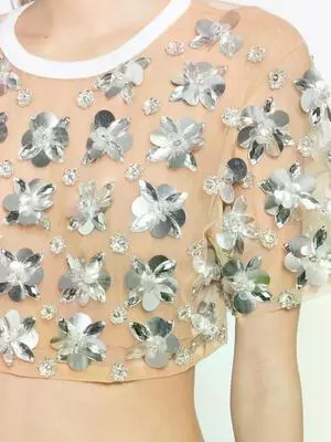 DES_PHEMMES Sequin-crystal-embellished Top