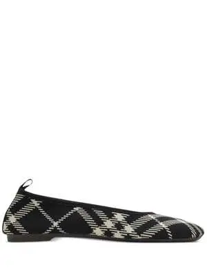 Burberry Check Knit Ballerinas - Black