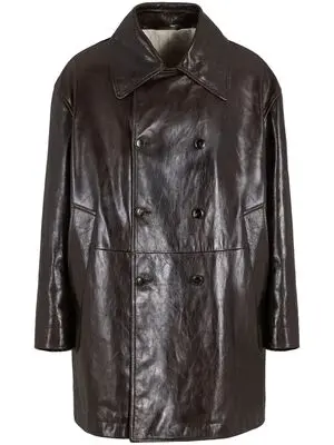 Giorgio Armani Leather Double-breasted Coat