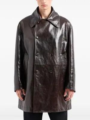 Giorgio Armani Leather Double-breasted Coat