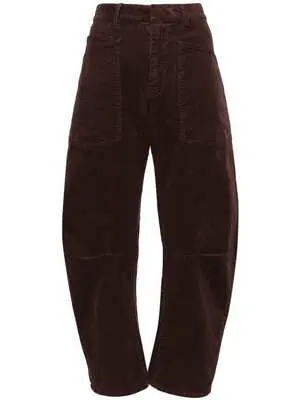 NILI LOTAN Shon Cropped Twill Pants - Red