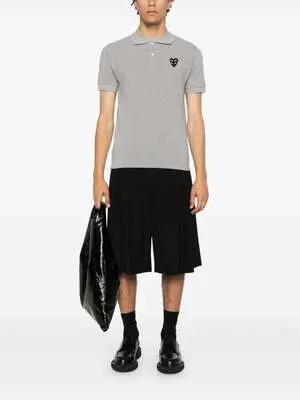 Play Comme Des Garcon Heart-patch Cotton Polo Shirt - Grey