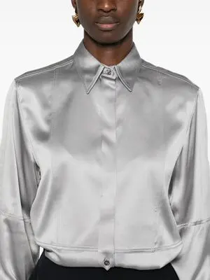 Brunello Cucinelli Long-sleeve Satin Shirt - Grey