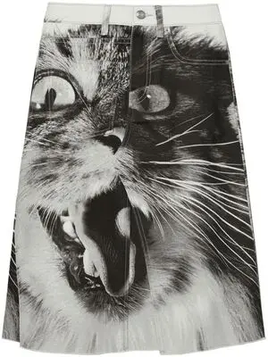 Tory Burch Cat-print Denim Skirt