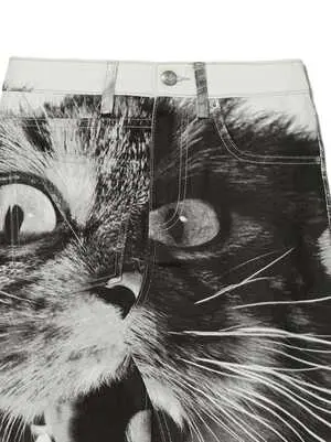 Tory Burch Cat-print Denim Skirt