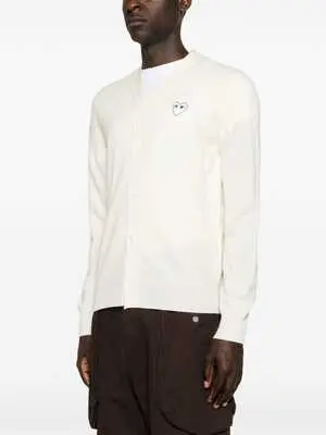 Play Comme Des Garcon Heart-motif Wool Cardigan - Neutrals
