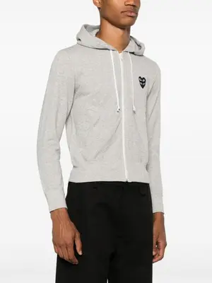 Play Comme Des Garcon Mélange-effect Cotton Hoodie - Grey