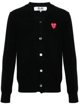 Play Comme Des Garcon Heart-patch Wool Cardigan