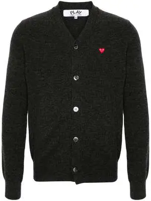 Play Comme Des Garcon Heart-patch Wool Cardigan