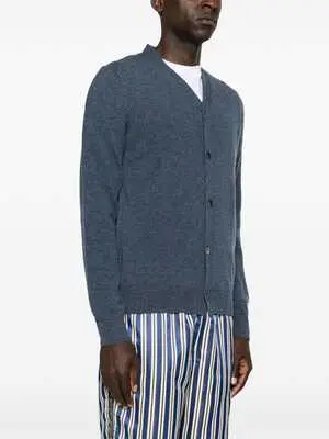 Play Comme Des Garcon Heart-patch Wool Cardigan - Blue