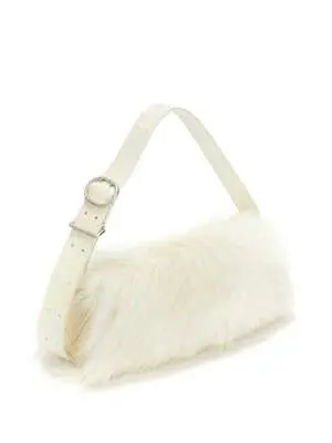 JIL SANDER Small Cannolo Goat-hair Shoulder Bag - White