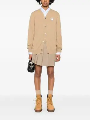 Play Comme Des Garcon Heart-motif Wool Cardigan - Yellow