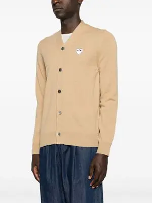 Play Comme Des Garcon Heart-motif Wool Cardigan - Yellow