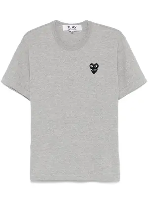 Play Comme Des Garcon Double Heart Patch T-shirt - Grey