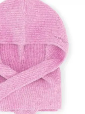 GANNI GANNI Ribbed-Knit Balaclava Pink
