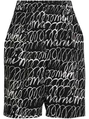 Marni Echoes-print Cotton Shorts - Black