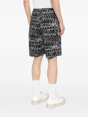 Marni Echoes-print Cotton Shorts - Black