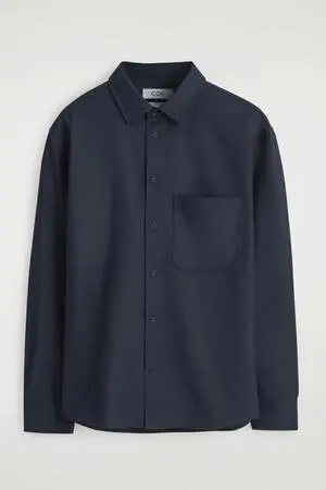 Cos Relaxed Twill Shirt - Navy