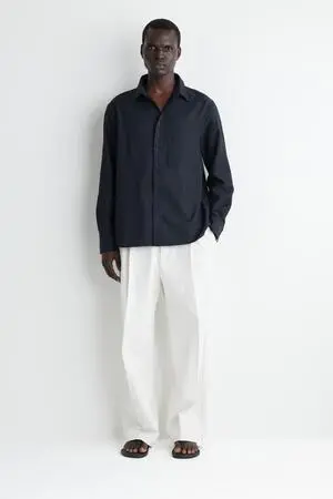 Cos Relaxed Twill Shirt - Navy