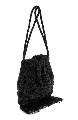Mango Fringe Beaded Drawstring Bag
