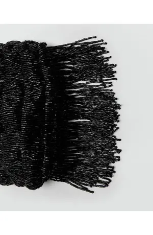 Mango Fringe Beaded Drawstring Bag