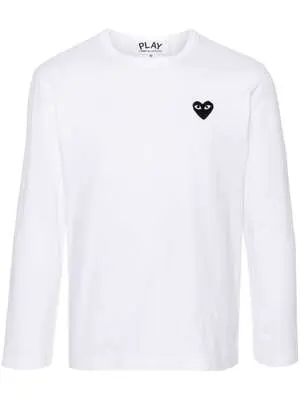 Play Comme Des Garcon Heart Patch Long Sleeve T-shirt - White