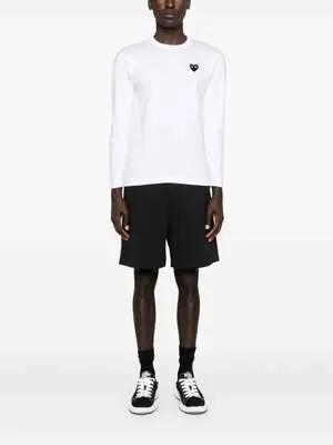 Play Comme Des Garcon Heart Patch Long Sleeve T-shirt - White