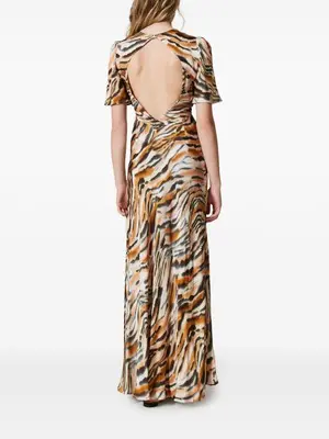 TWINSET Tiger-print Satin Maxi Dress - Neutrals