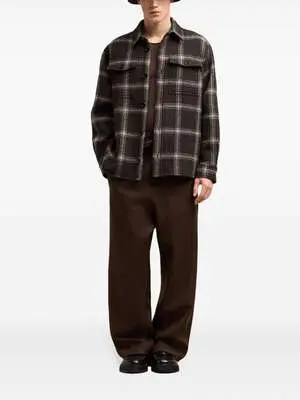 Ami Checked Wool-blend Shirt Jacket - Brown
