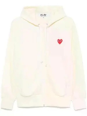 Play Comme Des Garcon Heart-appliqué Hoodie - Yellow