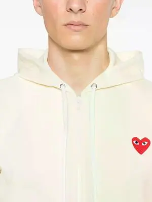 Play Comme Des Garcon Heart-appliqué Hoodie - Yellow