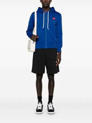 Play Comme Des Garcon Heart-appliqué Hoodie - Blue