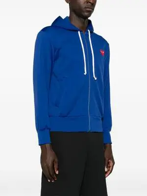 Play Comme Des Garcon Heart-appliqué Hoodie - Blue