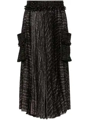 Sacai Abstract Pattern Pleated Skirt - Black