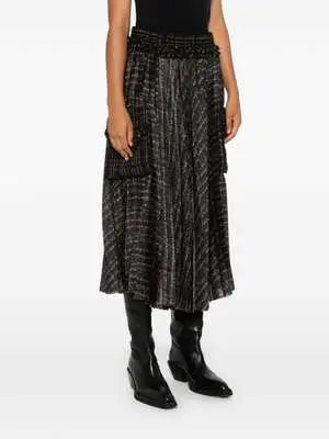 Sacai Abstract Pattern Pleated Skirt - Black