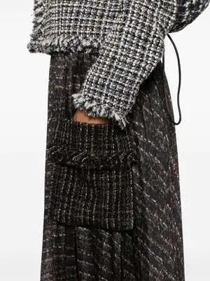 Sacai Abstract Pattern Pleated Skirt - Black
