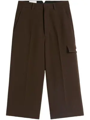 AMI Paris Virgin Wool Cropped Trousers - Brown