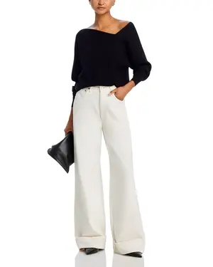 Line & Dot Geometric Neck Sweater - Black